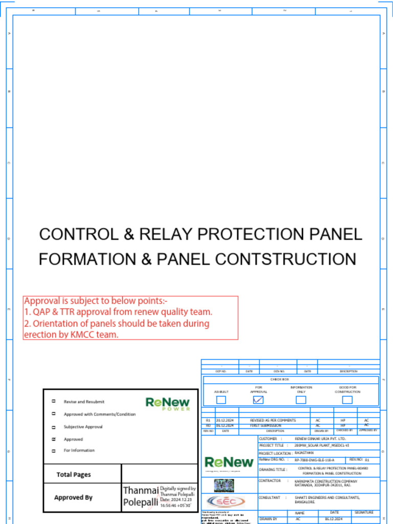 RP-7080-GTP-ELE-118-A Control & Relay Protection Panel-BOARD Formation ...