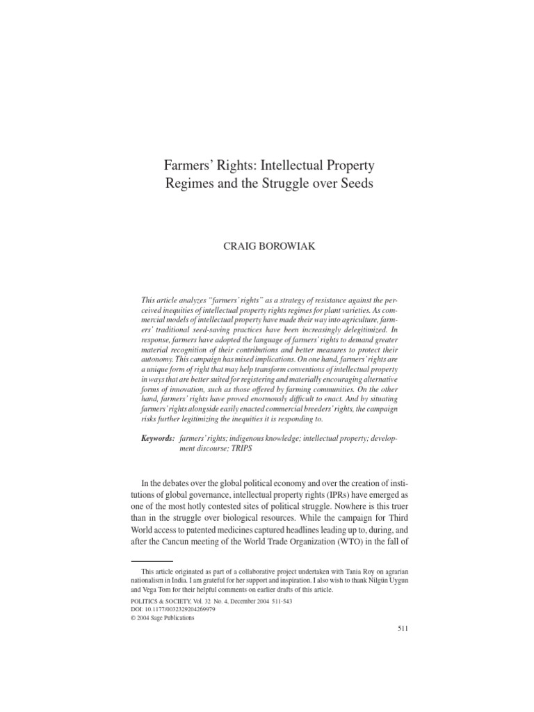 Borowiak 2004, FR IP Regimes and Struggle Over Seeds | PDF ...