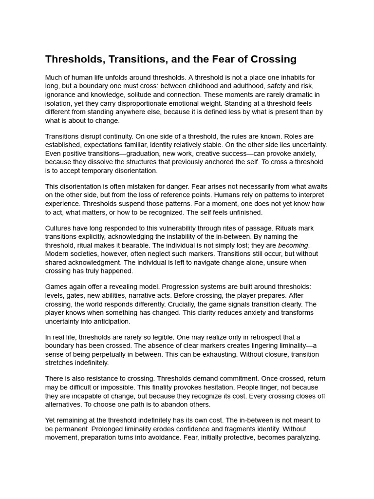 Understanding Life's Thresholds and Transitions | PDF | Fear ...