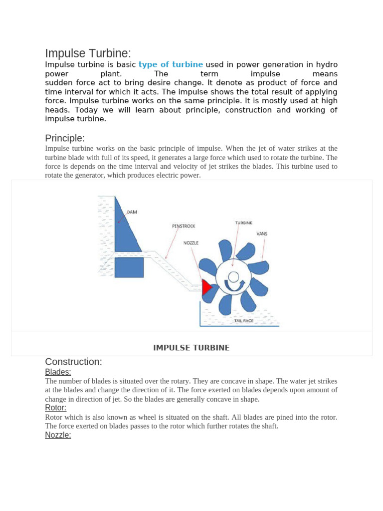 Understanding Impulse Turbines in Hydropower | PDF | Turbine | Propulsion