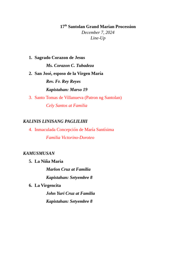 17th Marian Procession Script | PDF