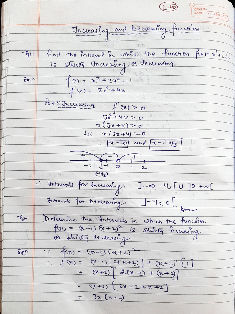 L-40 - XII - Increasing & Decreasing Functions. | PDF