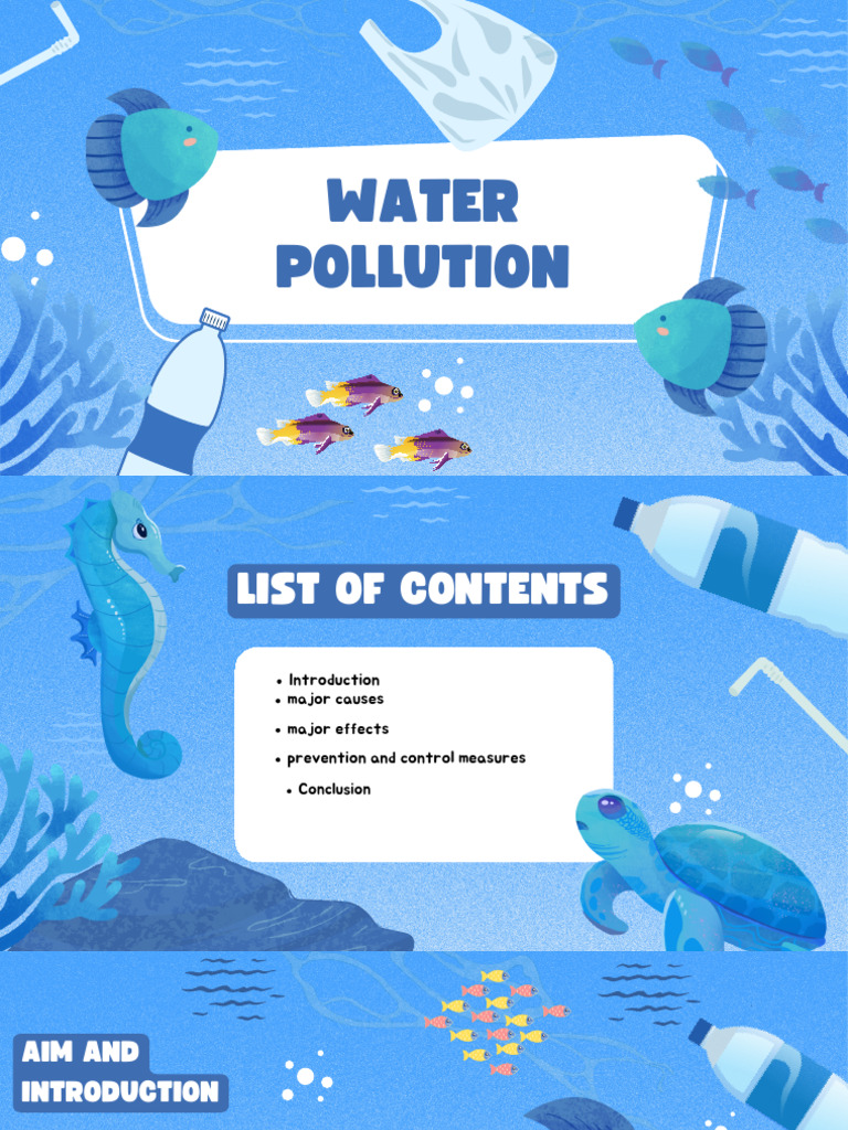 Blue Illustrative Free Plastic Pollution Presentation | PDF | Water ...