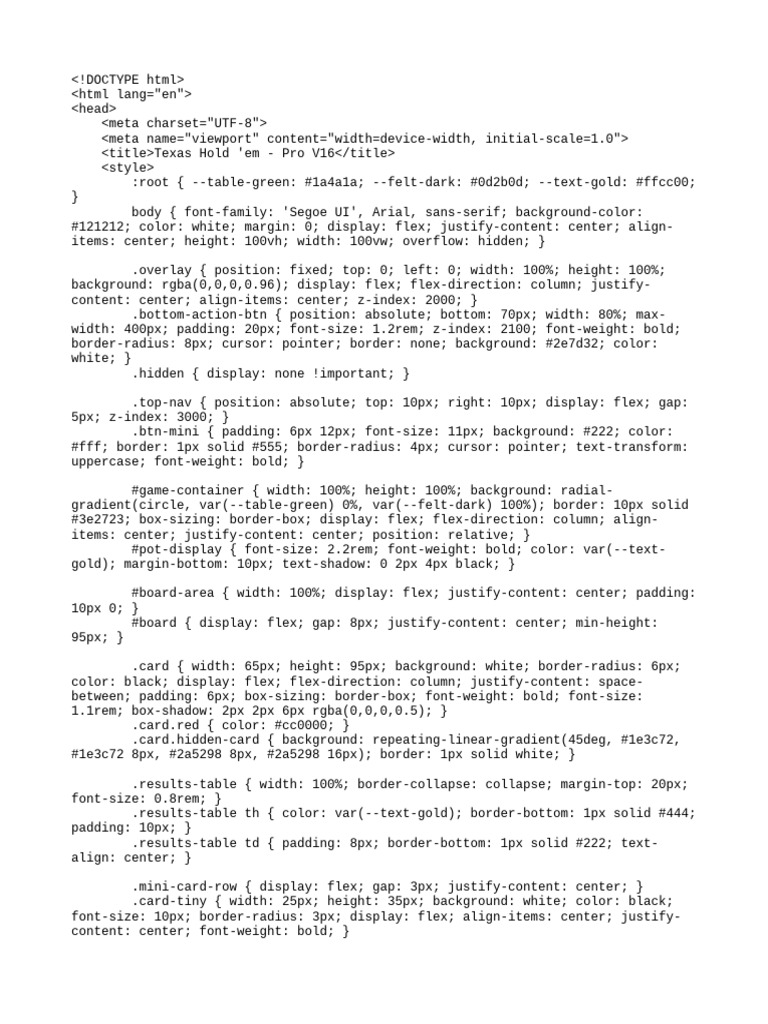 v16 Turns Still Bugged - HTML | PDF | Texas Hold 'Em | Tabletop Games