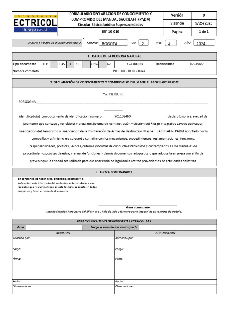 Ief-10-010 Formulario Declaración de Conocimiento y Compromiso Del ...
