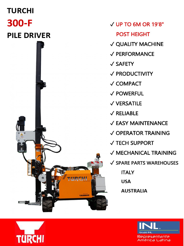 TURCHI 300-F Pile Driver Specifications | PDF | Motor Vehicle | Vehicles