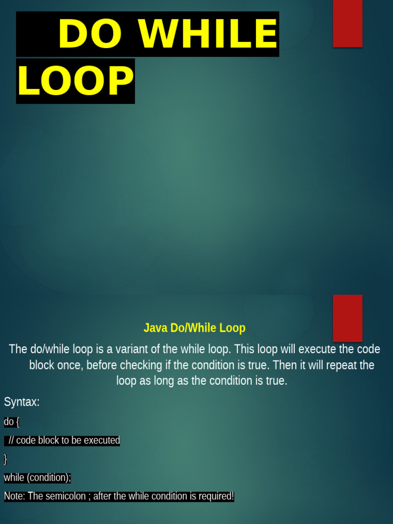 Java Do/While Loop Explained | PDF