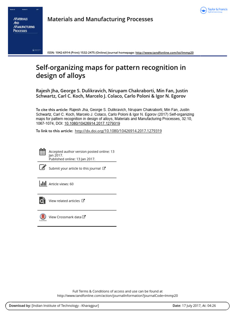 Self-Organizing Maps in Alloy Design | PDF | Principal Component ...