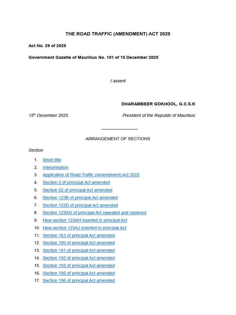 Road Traffic Amendment Act 2025 | PDF | Driver's License | Traffic