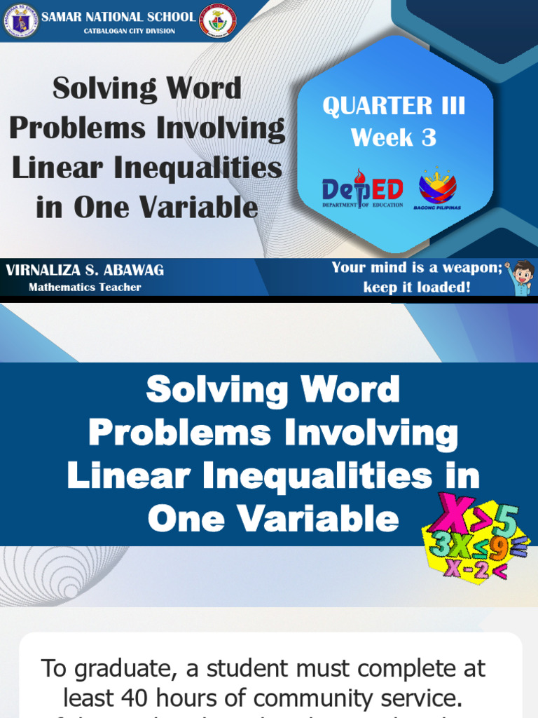 Solving Linear Inequalities Word Problems | PDF | Inequality ...