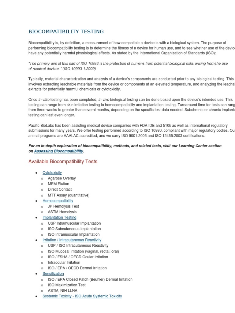 Biocompatibility Testing | Medical Device | Toxicity