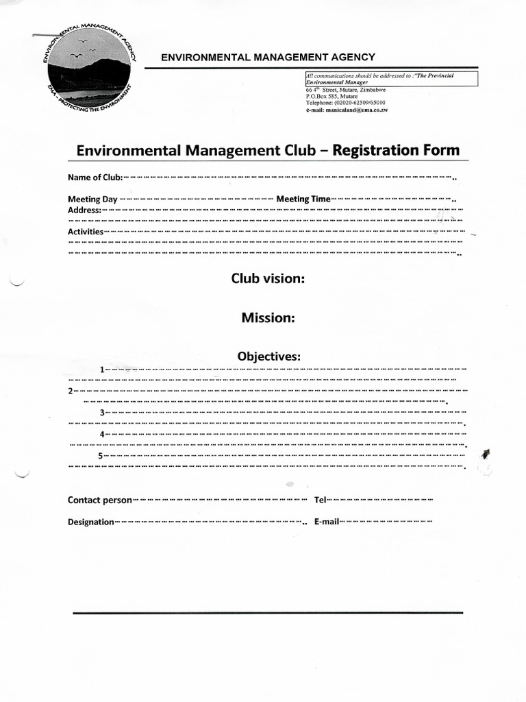 Environmental Club School Registration Form | PDF