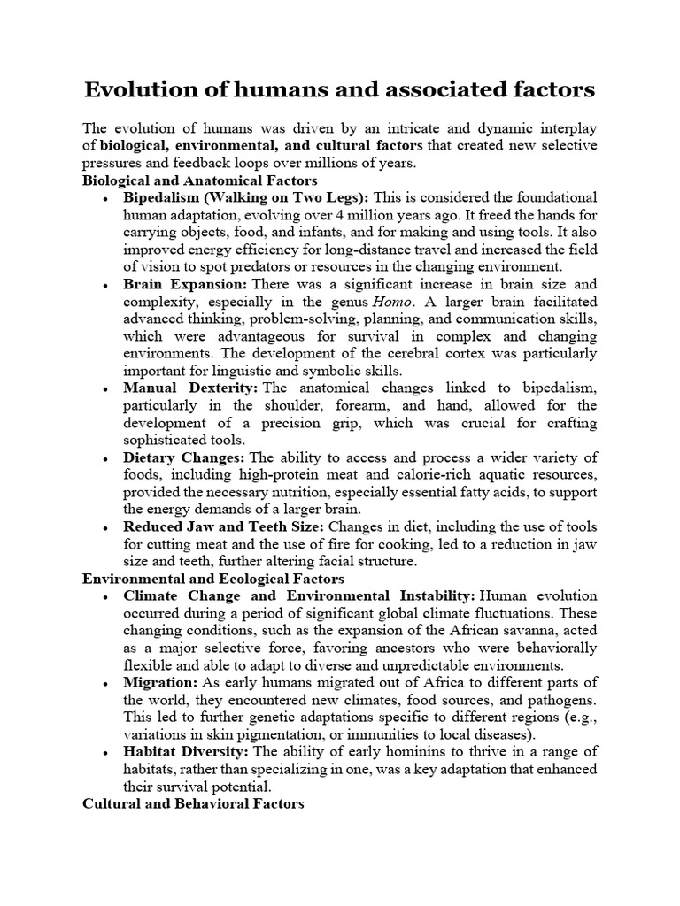 Factors Driving Human Evolution | PDF | Human Evolution | Human