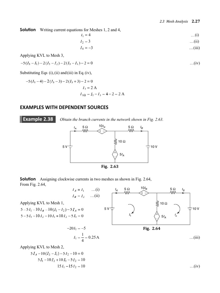 Examples With Dependent Sources - Mesh Analysis | PDF | Electronic ...