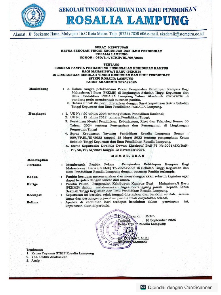 Panitia PKKMB 2025 | PDF