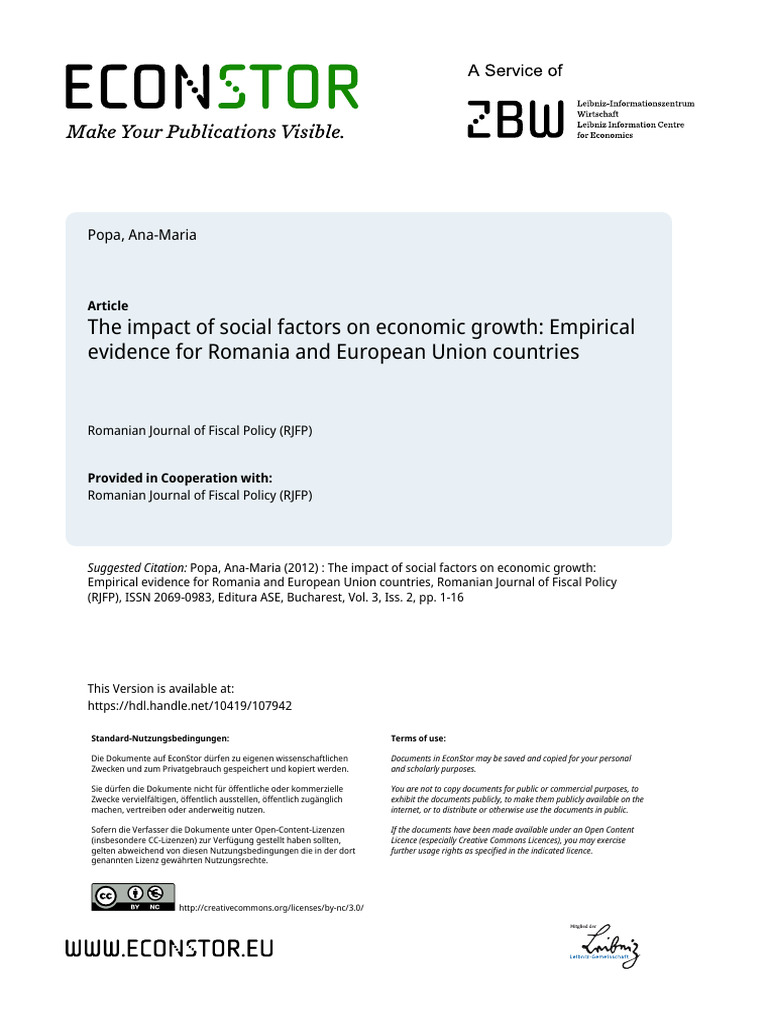 The Impact of Social Factors On Economic Growth: Empirical Evidence For ...