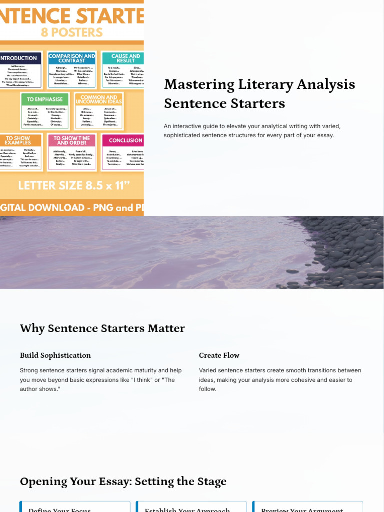 Enhance Literary Analysis with Starters | PDF | Essays | Argument