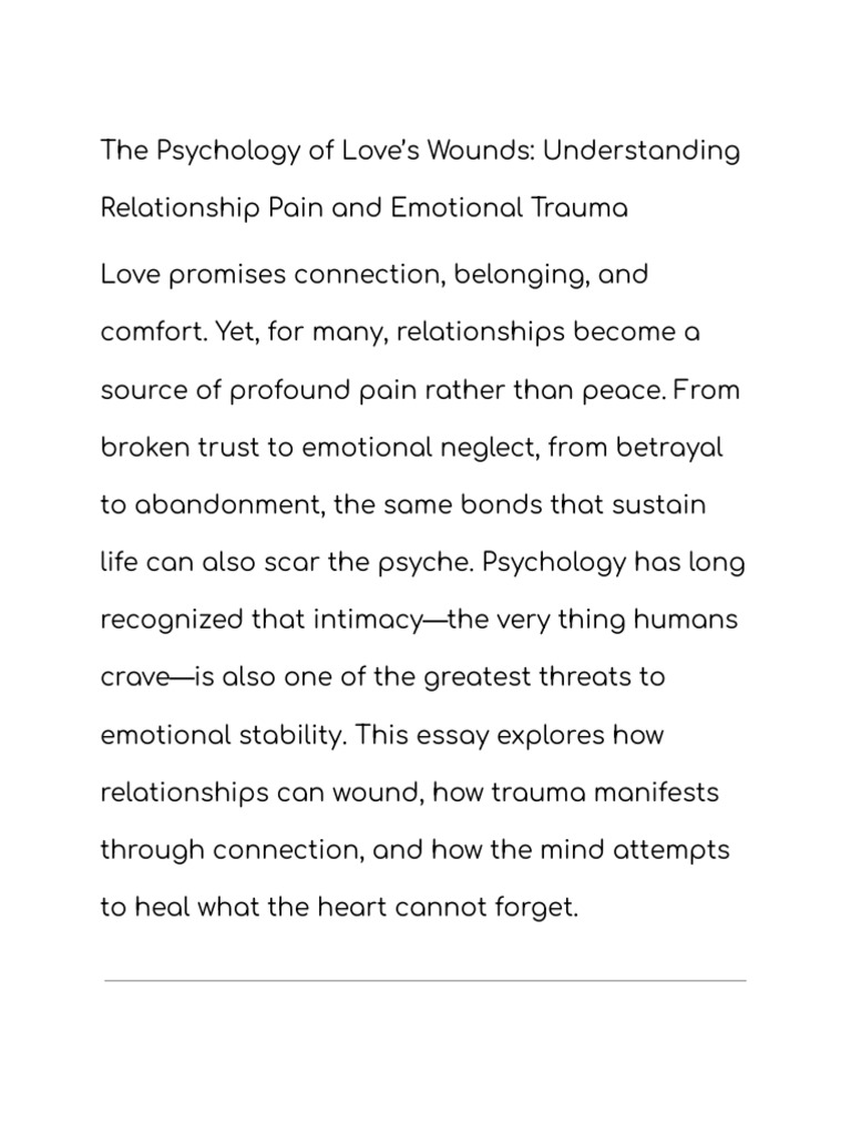 The Psychology of Love's Wounds - Understanding Relationship Pain and ...
