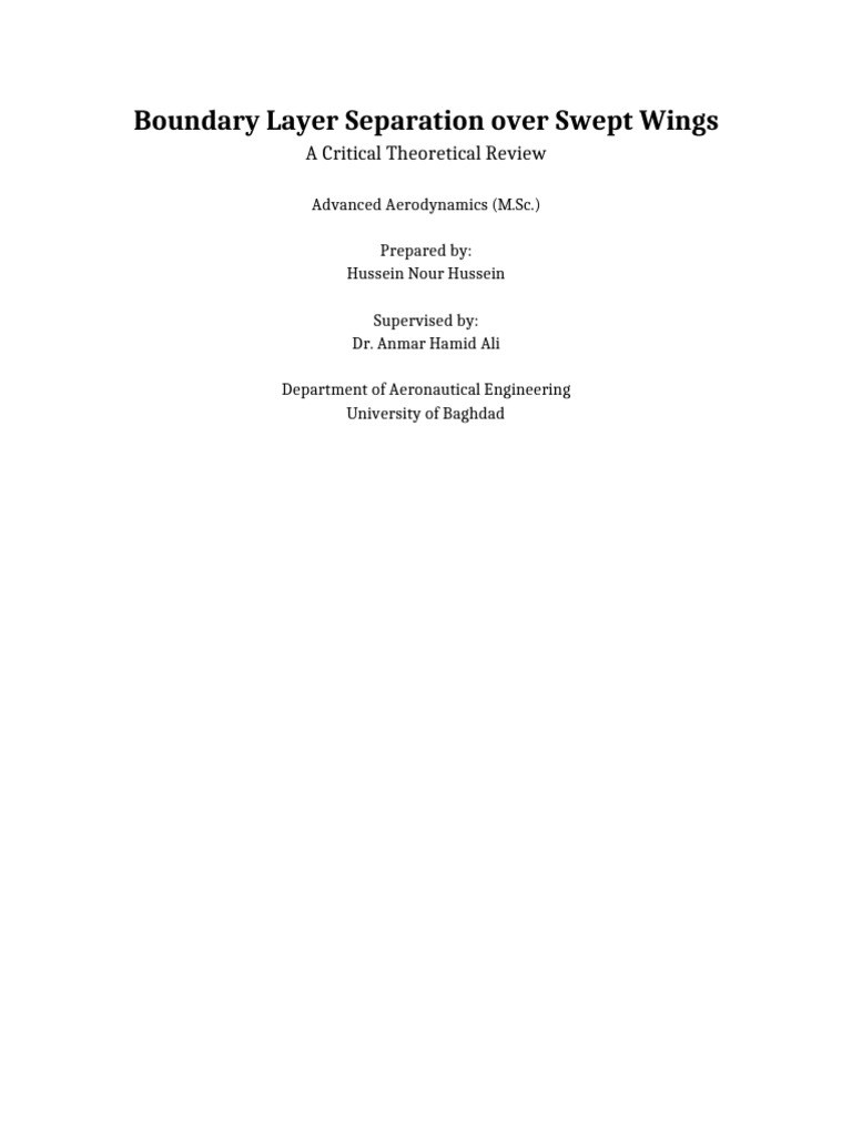 Boundary Layer Separation Swept Wings حسين | PDF | Boundary Layer ...