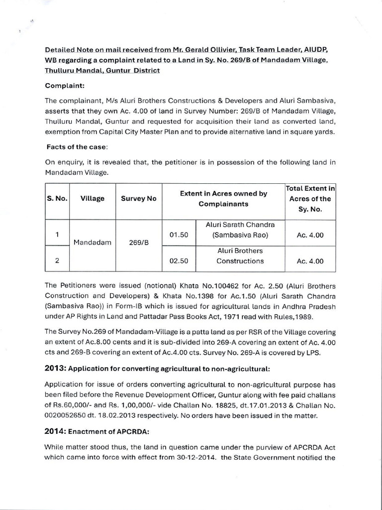 Report On Aluri Land Issue - 0001 | PDF