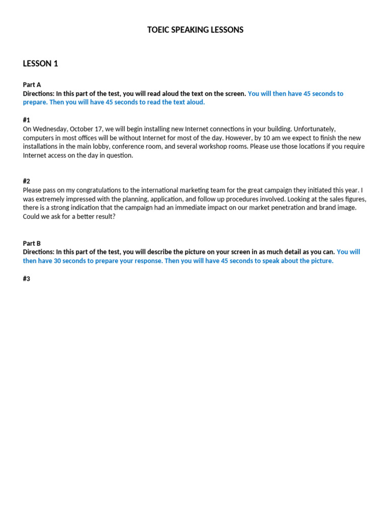 TOEIC Speaking Test Preparation Guide | PDF | Internet | Human ...