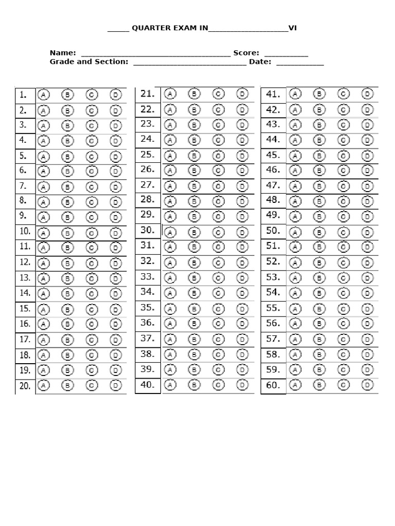 Answer Sheets | PDF