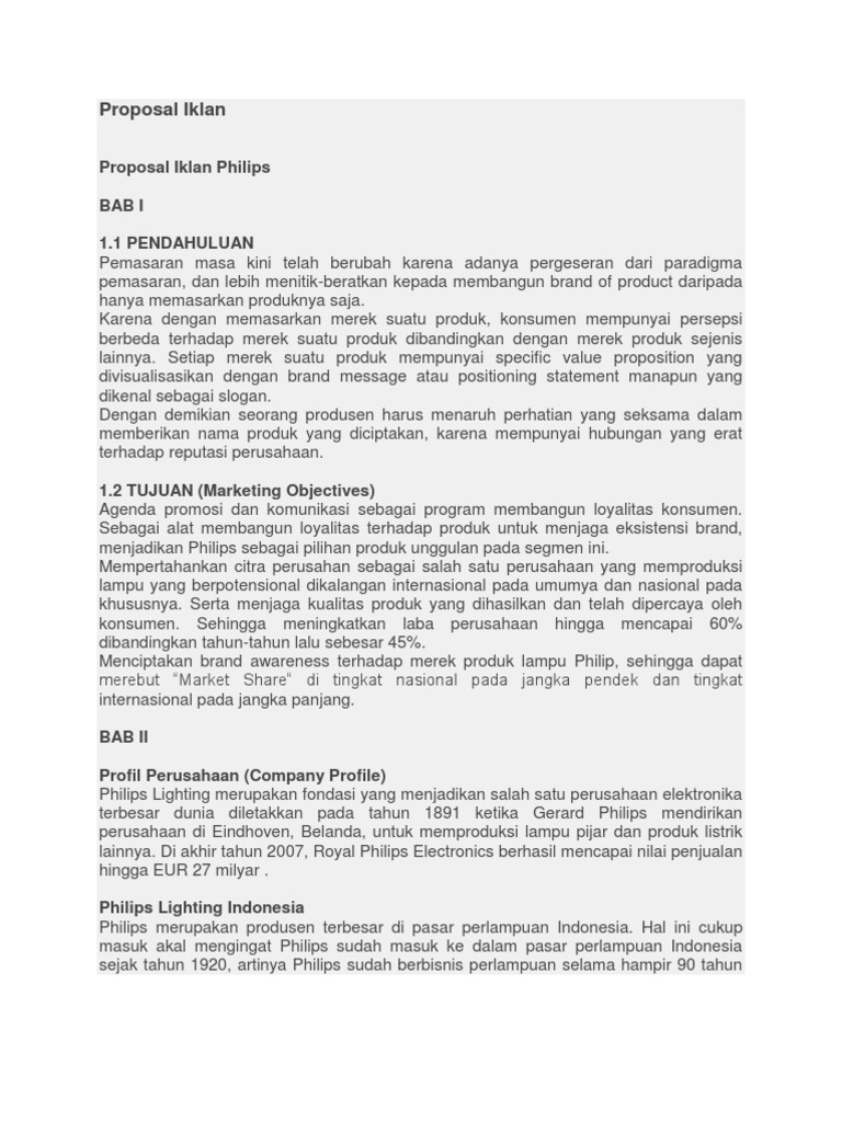 Proposal Iklan Philips | PDF