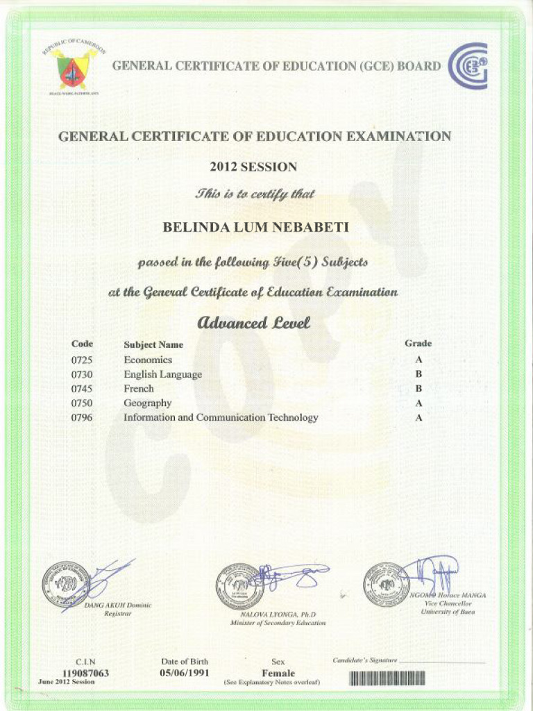 A Level Certificate | PDF