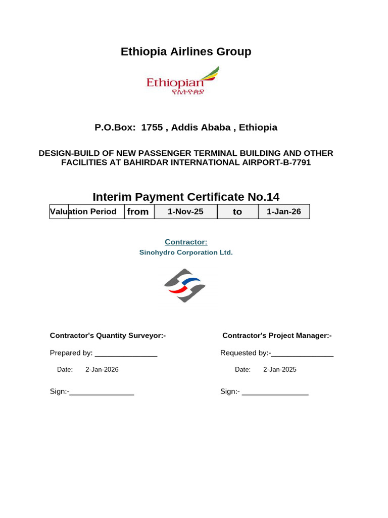 IPC 14 Interim Payment Certificate 02 Jan-2026 | PDF