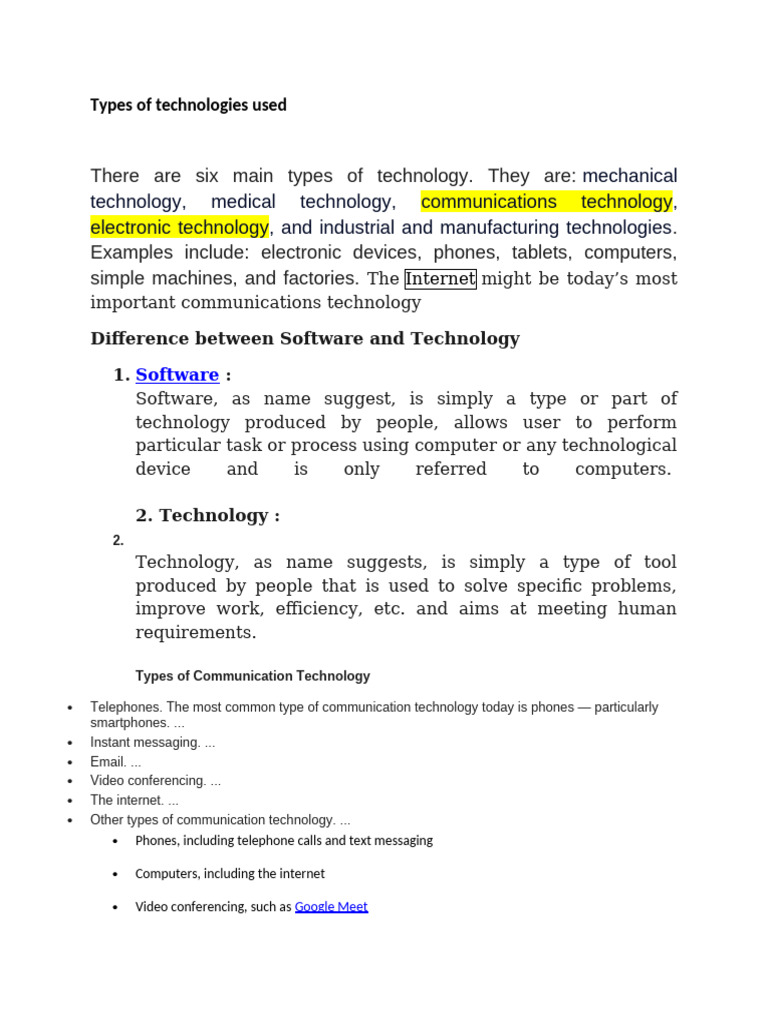 Types of Technology and Communication Tools | PDF | Telephone | Instant ...