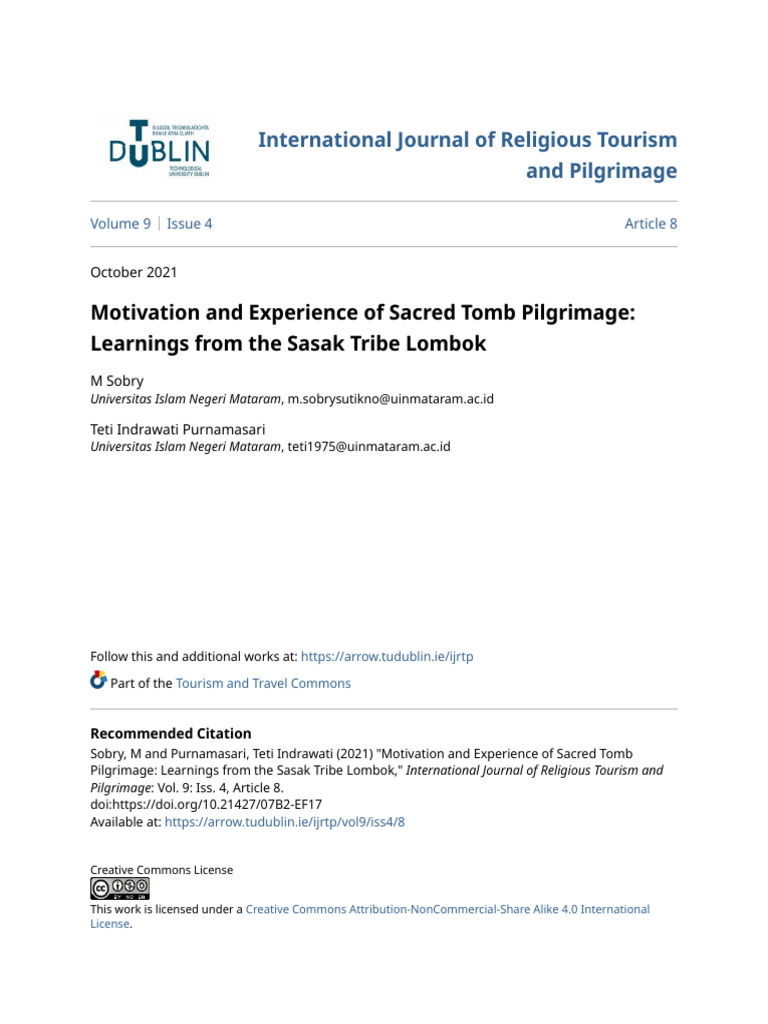 Motivation and Experience of Sacred Tomb Pilgrimage - Learnings From ...