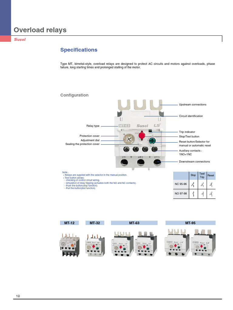 Bimetal Overload Relay Specifications | PDF | Relay | Electricity