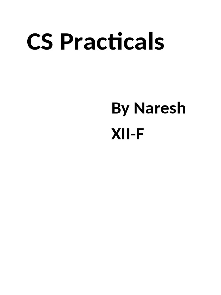 Naresh CS Practicals | PDF | Databases | Python (Programming Language)