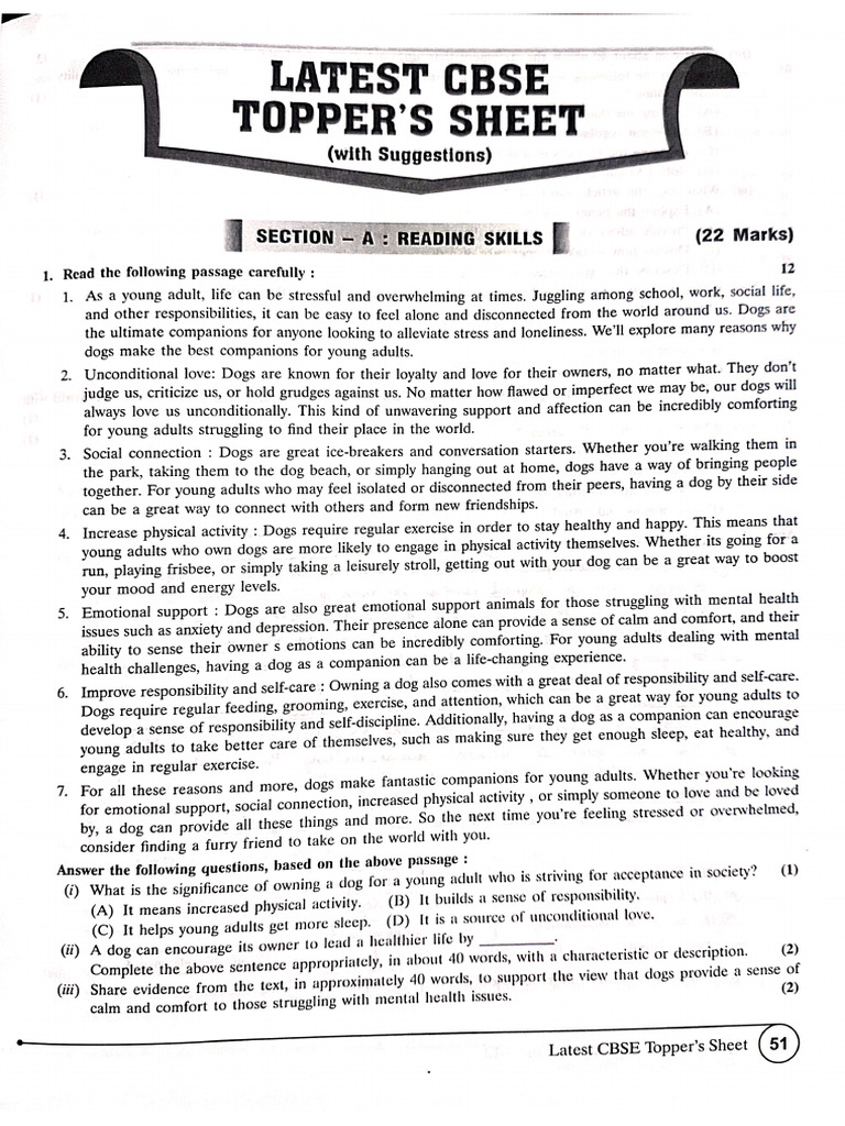 Class Xii Topper Sheet | PDF