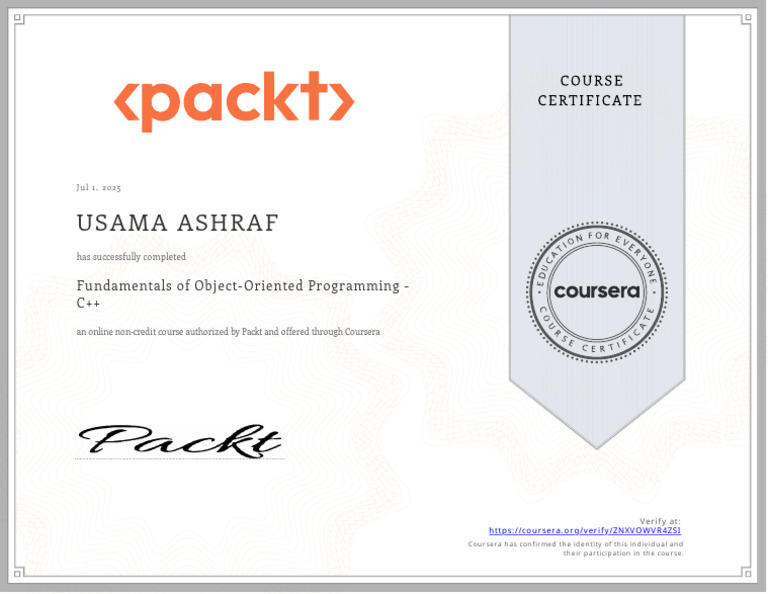 Fundamentals of Object-Oriented Programming - C++ Coursera Course Usama ...