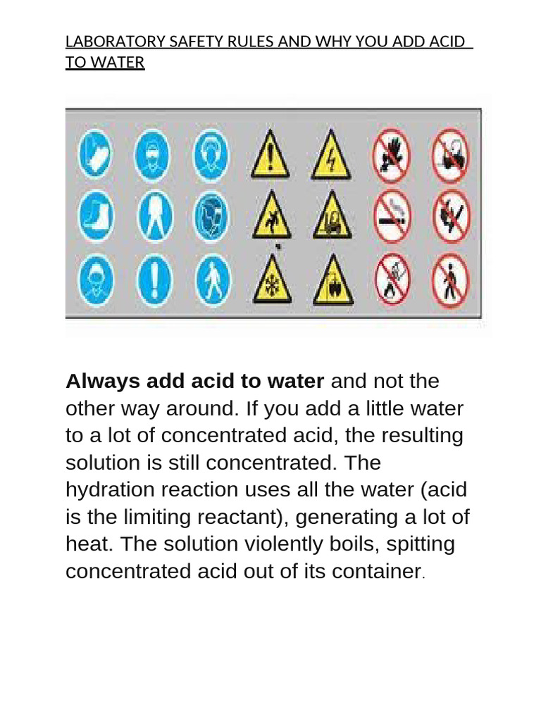 Always Add Acid To Water | PDF | Sulfuric Acid | Water
