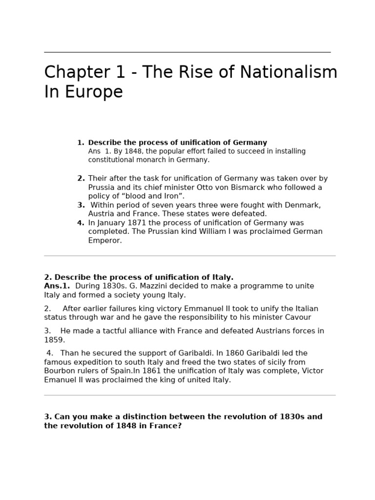 Nationalism and Unification in Europe | PDF | Kingdom Of Prussia ...
