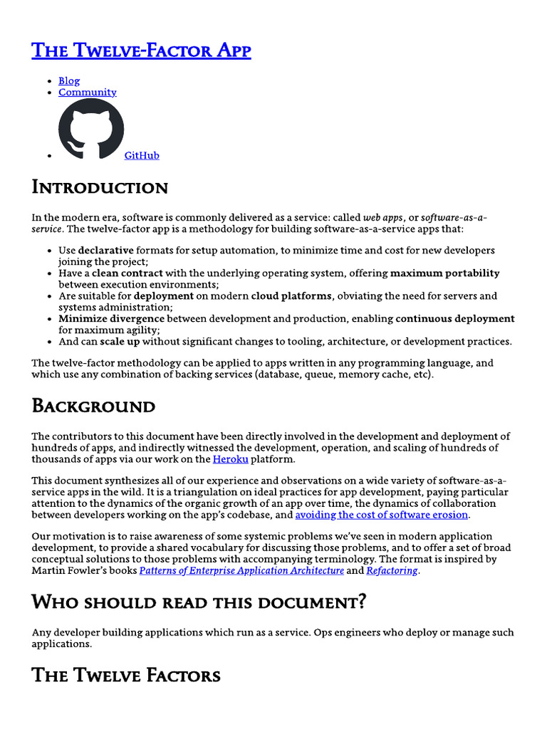 The Twelve-Factor App | PDF