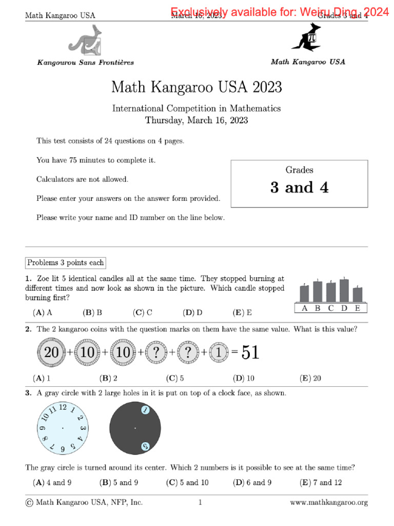 2023 Questions Levels 3&4 | PDF