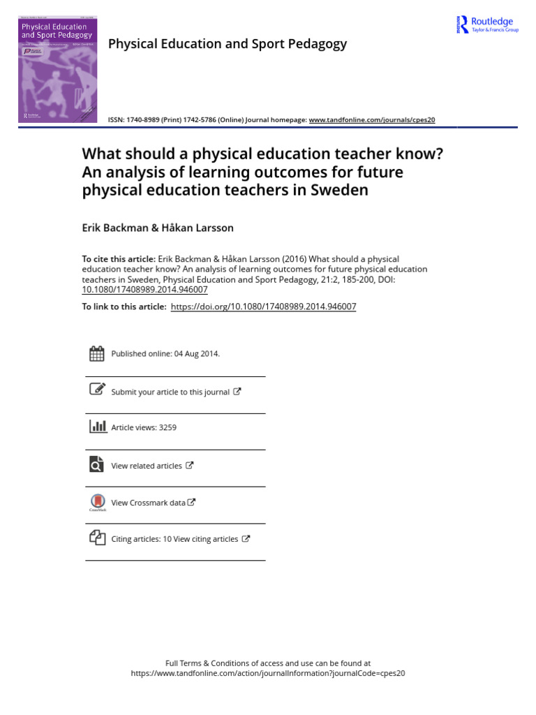 What Should A Physical Education Teacher Know An Analysis of Learning ...