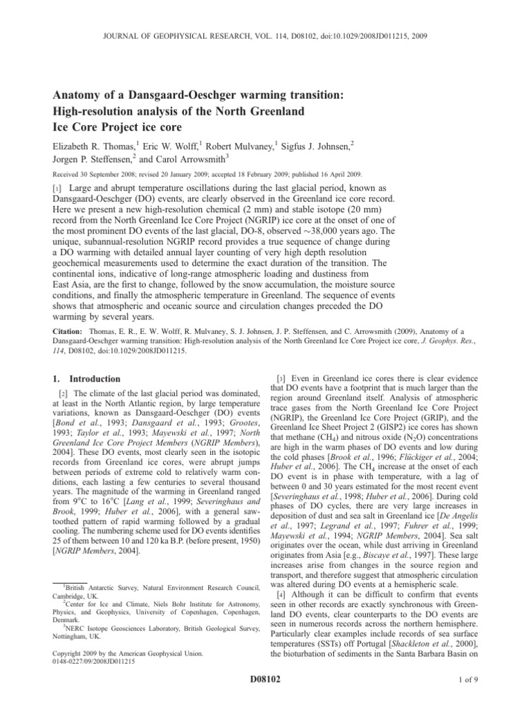 Dansgaard-Oeschger Warming Analysis | PDF | Earth Sciences | Physical ...