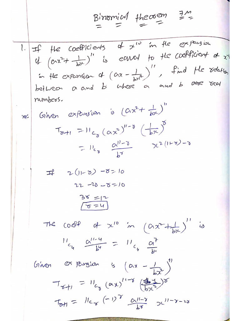 Binomial Theorem 7marks | PDF