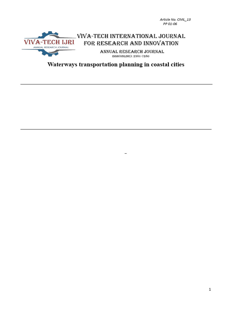 Coastal Waterway Transportation Planning | PDF | Transport | Geographic ...