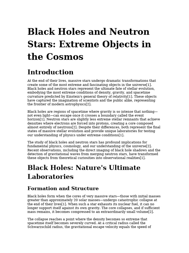 Black Holes and Neutron Stars | PDF | Black Hole | Dark Matter