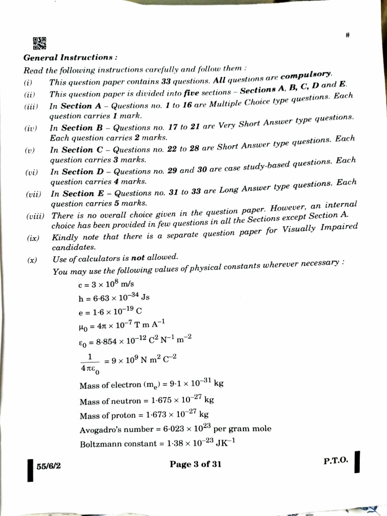 Board Paper Physics | PDF