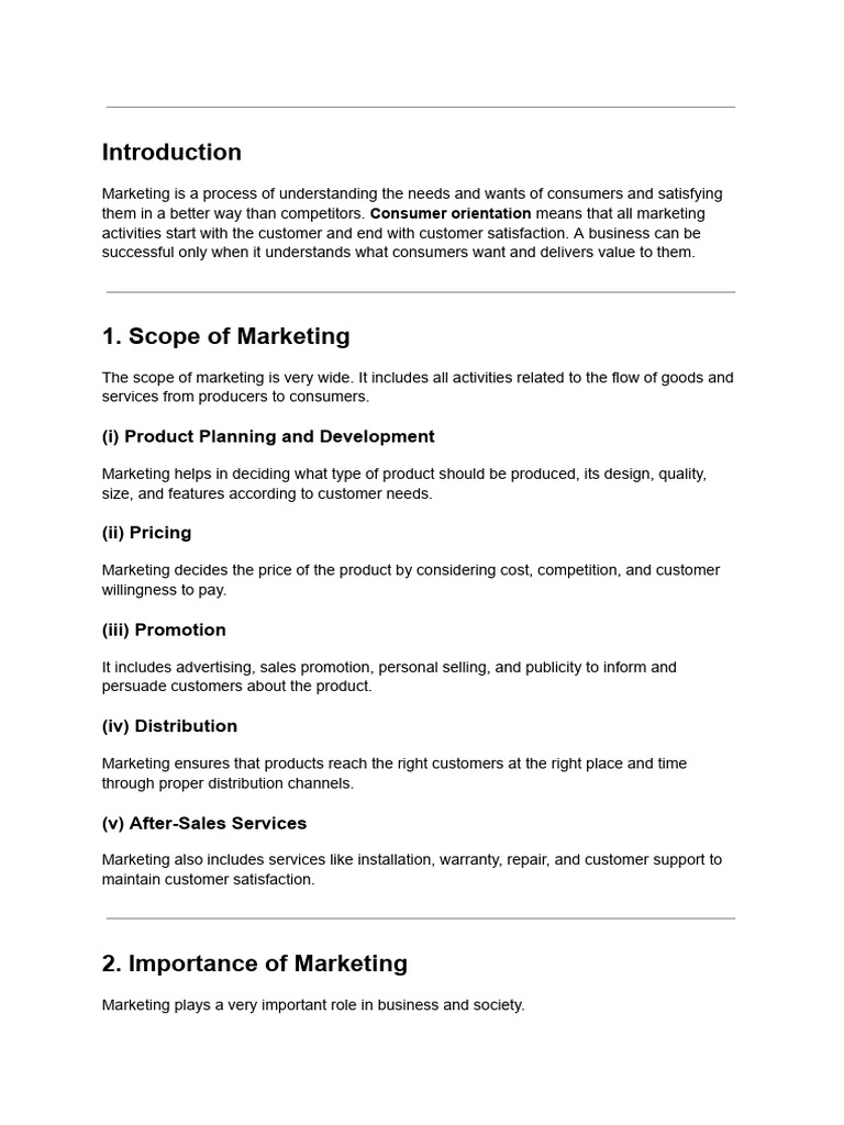 Marketing_ Scope, Importance and Core Concept | PDF | Marketing | Customer