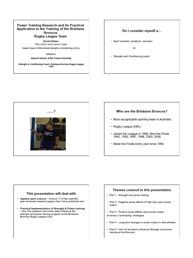 Power Training Insights for Brisbane Broncos | PDF | Weight Training ...