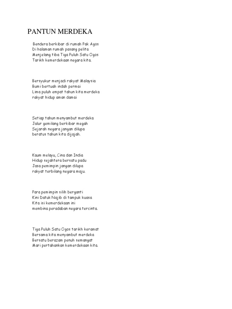 Pantun Merdeka | PDF