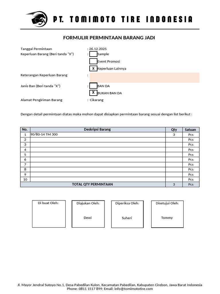 Form Permintaan Barang Jadi Update | PDF