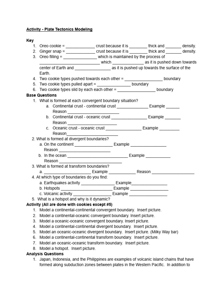 Activity Plate Tectonics Modeling | PDF | Plate Tectonics | Earthquakes